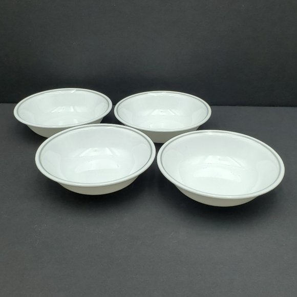 Corelle | Dining | Corelle White Berry Bowls Gray Trim Fruit Dessert ...